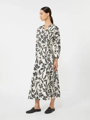Max Mara Printed Cotton Poplin Wrap Dress - Beige