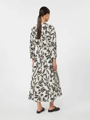 Max Mara Printed Cotton Poplin Wrap Dress - Beige