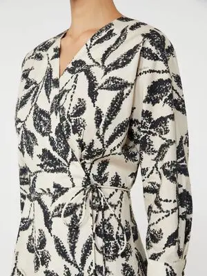 Max Mara Printed Cotton Poplin Wrap Dress - Beige