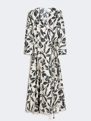 Max Mara Printed Cotton Poplin Wrap Dress - Beige