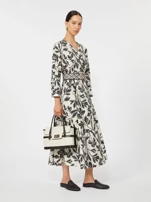 Max Mara Printed Cotton Poplin Wrap Dress - Beige