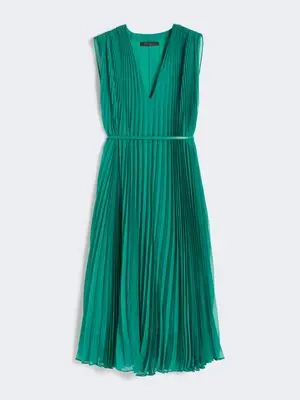 Max Mara Plissé-pleated Chiffon Dress - Green