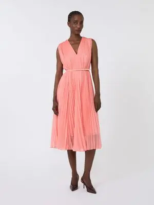 Max Mara Plissé-pleated Chiffon Midi Dress - Pink