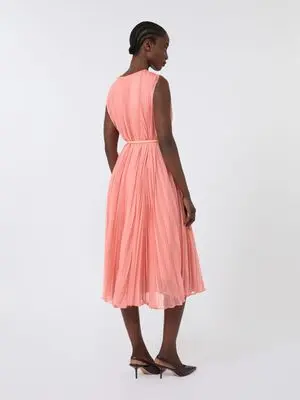 Max Mara Plissé-pleated Chiffon Midi Dress - Pink