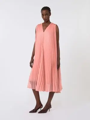 Max Mara Plissé-pleated Chiffon Midi Dress - Pink