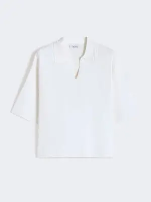 Max Mara Viscose Crêpe Polo Jumper - Optical White