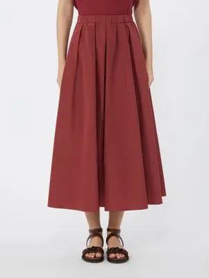 Max Mara Pleated Taffeta Long Skirt - Cherry
