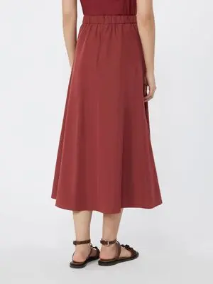 Max Mara Pleated Taffeta Long Skirt - Cherry