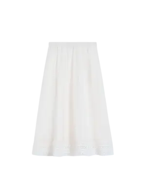 Max Mara Linen Midi Skirt With Embroidery - Ecru