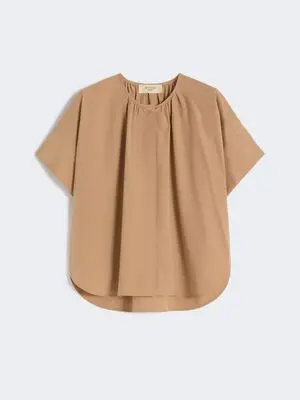 Max Mara Cotton Poplin Crew-neck Shirt - Tobacco