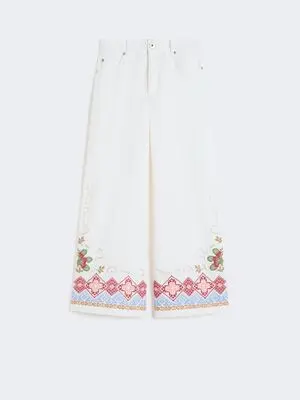 Embroidered Cropped Pants for Women