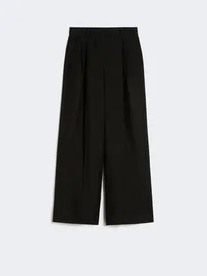 Max Mara Viscose And Linen Wide-leg Trousers - Black