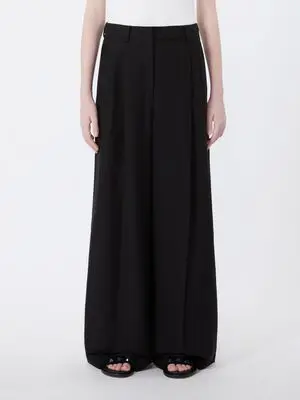 Max Mara Viscose And Linen Wide-leg Trousers - Black