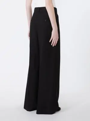 Max Mara Viscose And Linen Wide-leg Trousers - Black