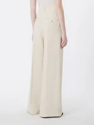 Max Mara Viscose And Linen Wide-leg Trousers - Beige