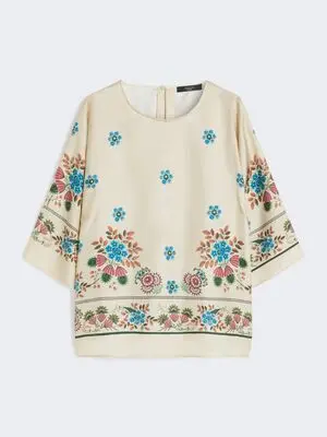 Max Mara Printed Silk Twill Blouse