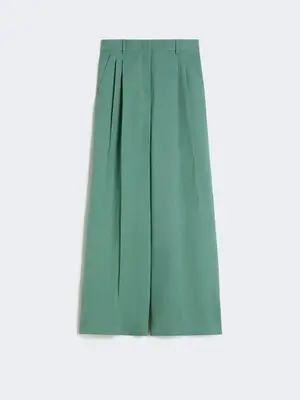 Max Mara Viscose And Linen Wide-leg Trousers - Green
