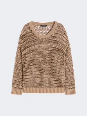 Max Mara Linen And Cotton Yarn Mesh Jumper - Tobacco