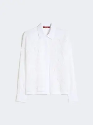Max Mara Embroidered Ramie Canvas Boxy Shirt - White