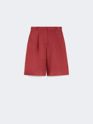 Max Mara Long Linen Canvas Bermuda Shorts - Brick Red