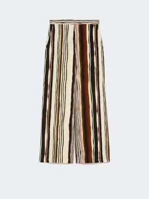 Max Mara Striped Crêpe De Chine Trousers - Brick Red