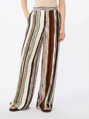 Max Mara Striped Crêpe De Chine Palazzo Trousers