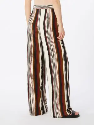 Max Mara Striped Crêpe De Chine Palazzo Trousers