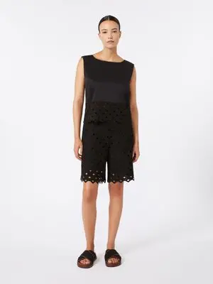 Max Mara Poplin And Macramé Lace Top