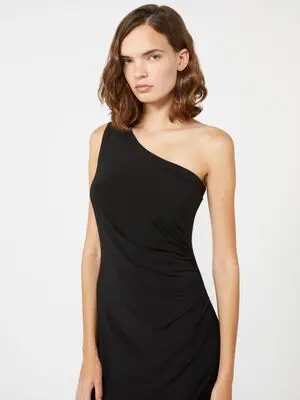 Max Mara Jersey One-shoulder Midi Dress - Black