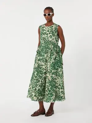 Max Mara Printed Ramie Canvas Dress