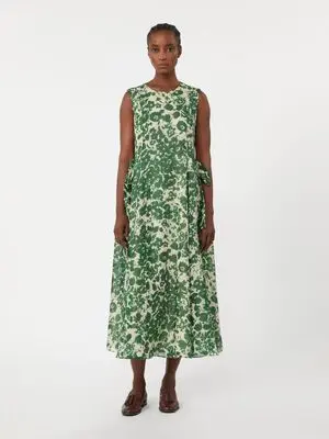 Max Mara Printed Ramie Canvas Dress