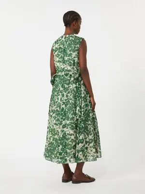Max Mara Printed Ramie Canvas Dress