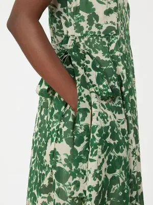 Max Mara Printed Ramie Canvas Dress