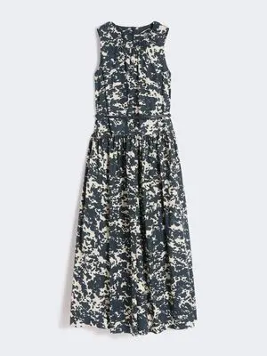 Max Mara Printed Cotton Dress With Belt - Ultramarine