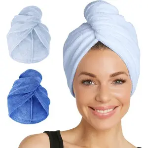 TURBIE TWIST 2 Pack Hair Towel Wraps For Straight, Wavy - Dazzling Blue & Windsurfer