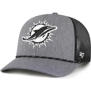 '47 Miami Dolphins Carbon Rope Trucker Adjustable Hat - Heather Charcoal