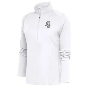 ANTIGUA Chicago Sox Brushed Metallic Tribute Half-zip Pullover Top - White