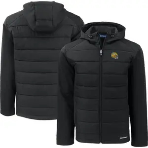 Cutter & Buck Green Bay Packers Helmet Evoke Hybrid Eco Softshell Recycled Full-zip Hoodie Jacket - Black