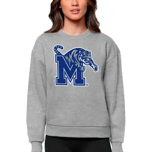 ANTIGUA Memphis Tigers Victory Crewneck Pullover Sweatshirt - Heather Gray