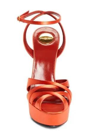 Saint Laurent Chandelle Ankle Strap Platform Sandal - Orange