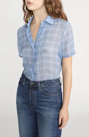 FRAME The Essential Plaid Silk Button-up Shirt