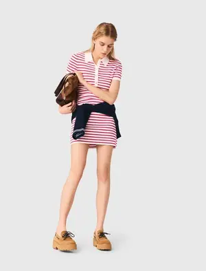 Maje Striped Knit Polo Dress