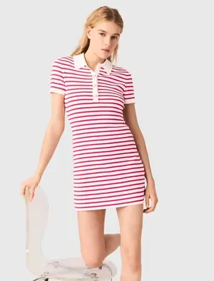 Maje Striped Knit Polo Dress