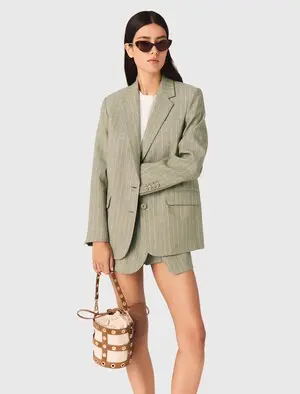 Maje Woman's Linen Linen Blend Suit Jacket