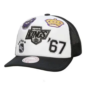 Mitchell & Ness Black Los Angeles Kings Gridlock Trucker Adjustable Hat - White