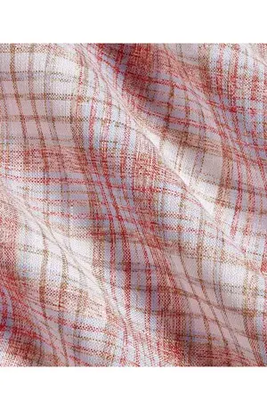 David Donahue Linen Check Sport Shirt - Red/multi