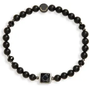 Caputo & Co Stone Beaded Stretch Bracelet - Black Agate