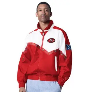 PRO PLAYER Scarlet San Francisco 49ers Tape Ii Lightweight Full-zip Jacket - White