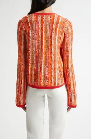 Ramy Brook Daniela Stripe Cardigan - Crimson Combo Stripe