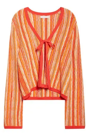 Ramy Brook Daniela Stripe Cardigan - Crimson Combo Stripe